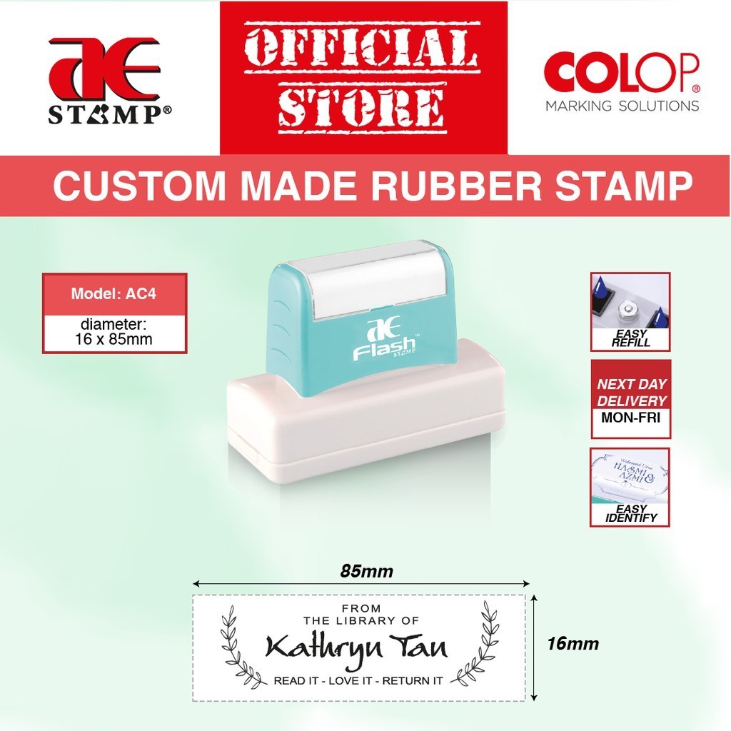Custom Made Pre-inked Stamp| cop flash chop nama rubber stamp ae stamp ...