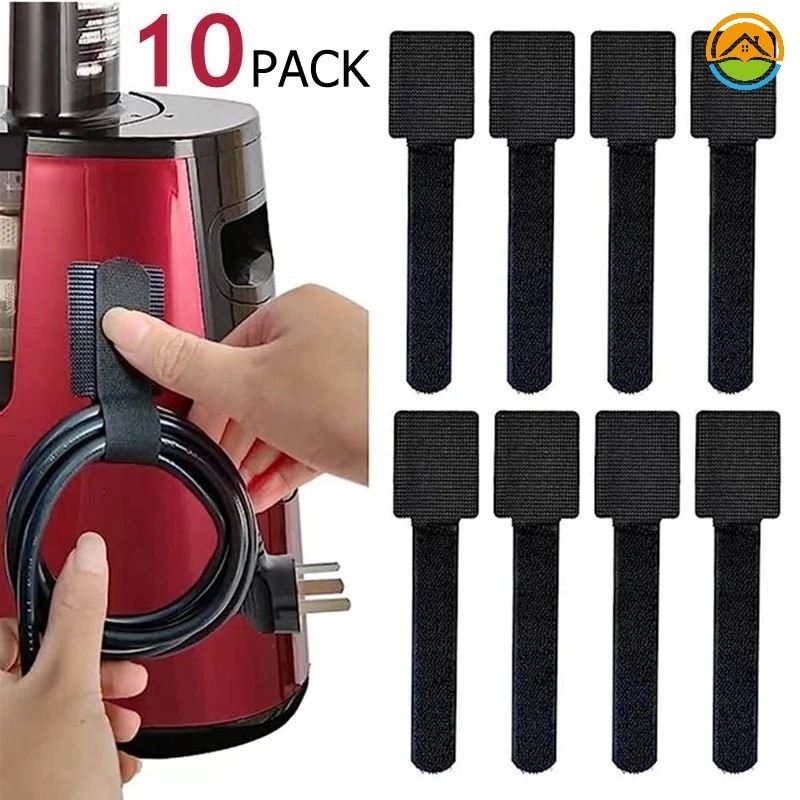 10Pcs Reusable Magic Tape Back Adhesive Cable Ties / Adjustable Cord ...