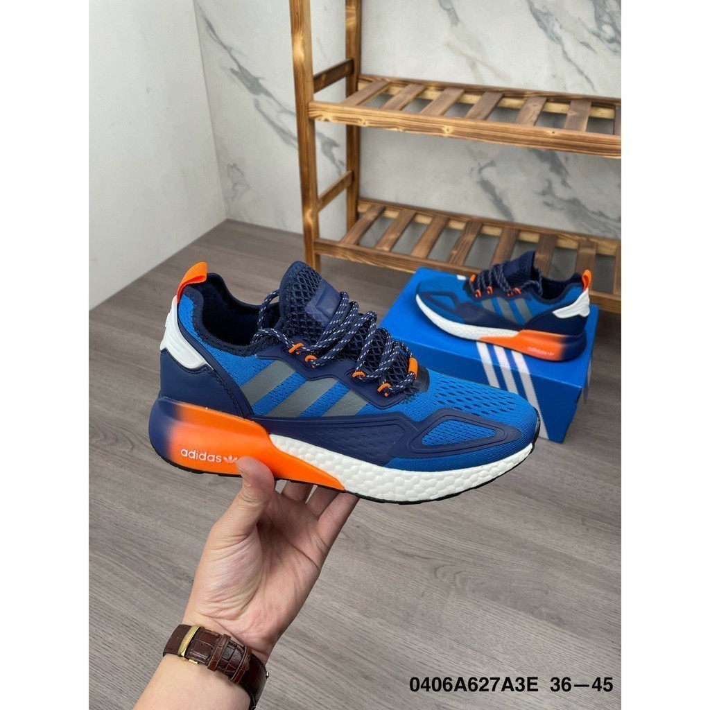 Adidas ZX boost blue men's and women's unisex sport | Shopee Malaysia