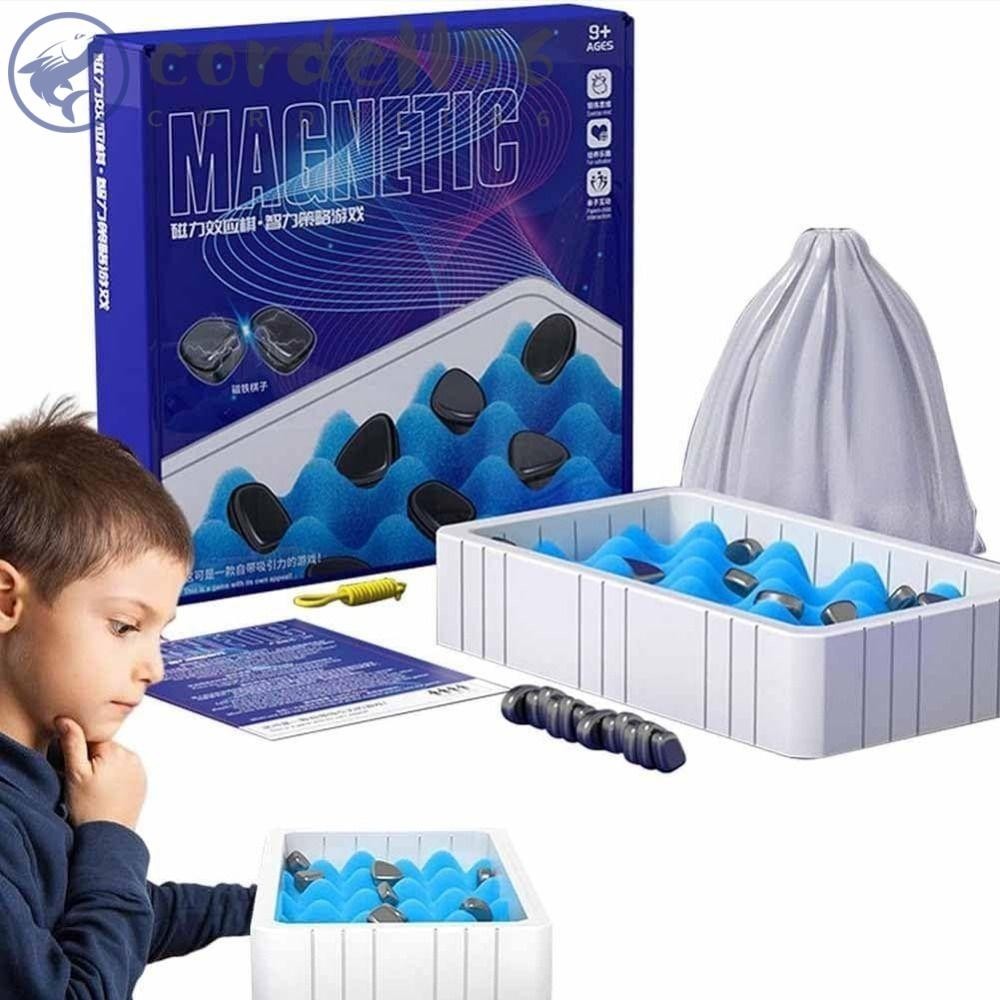 CORDELL Magnetic Effect Chess Set, Portable Chess Board Sponge Groove/Rope Educational Checkers ...
