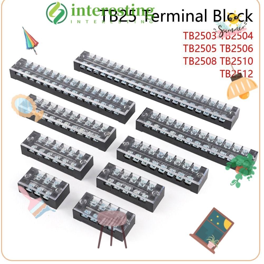 INTERESTING TB Series Terminal Block AC600V 25A 3/4/6/8/10/12 Positions Dual Row Barrier Screw ...
