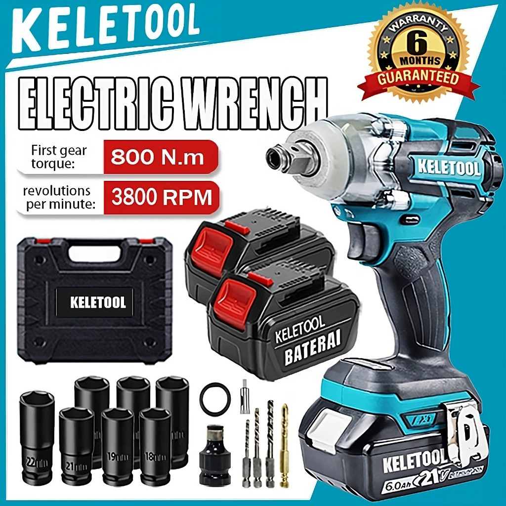 KELETOOL 800Nm Electric 1/2" Inch Cordless Impact Wrench Heavy Duty ...