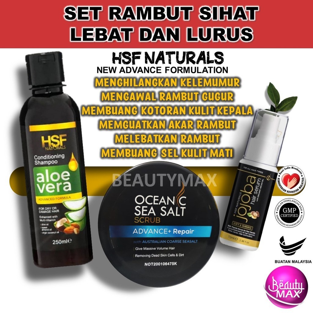 [LULUS KKM] Shampoo Set Rawatan Rambut Berkesan Original HSF Naturals ...