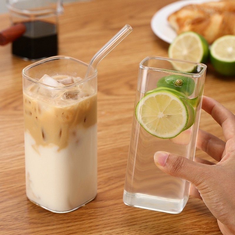 Ins Glass Water Cup Minimalist Transparent Coffee Cups Student Milk ...