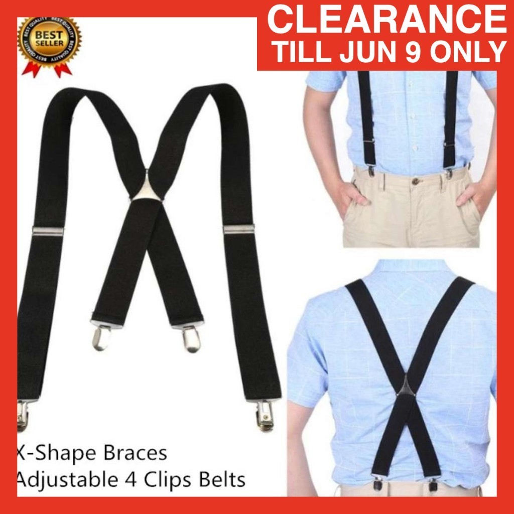 (SOFT BUT FIRM) Unisex Elastic Suspender 3.5cm Width Men X-Shape Y ...