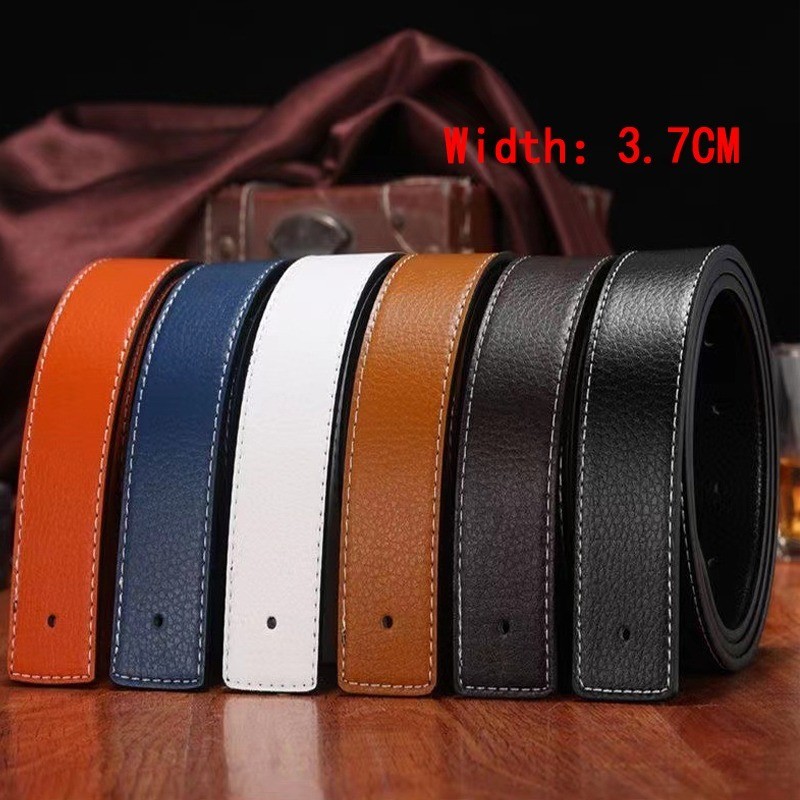 Genuine Leather Men's Business Belt Without Buckle With Hole Plate Pin ...