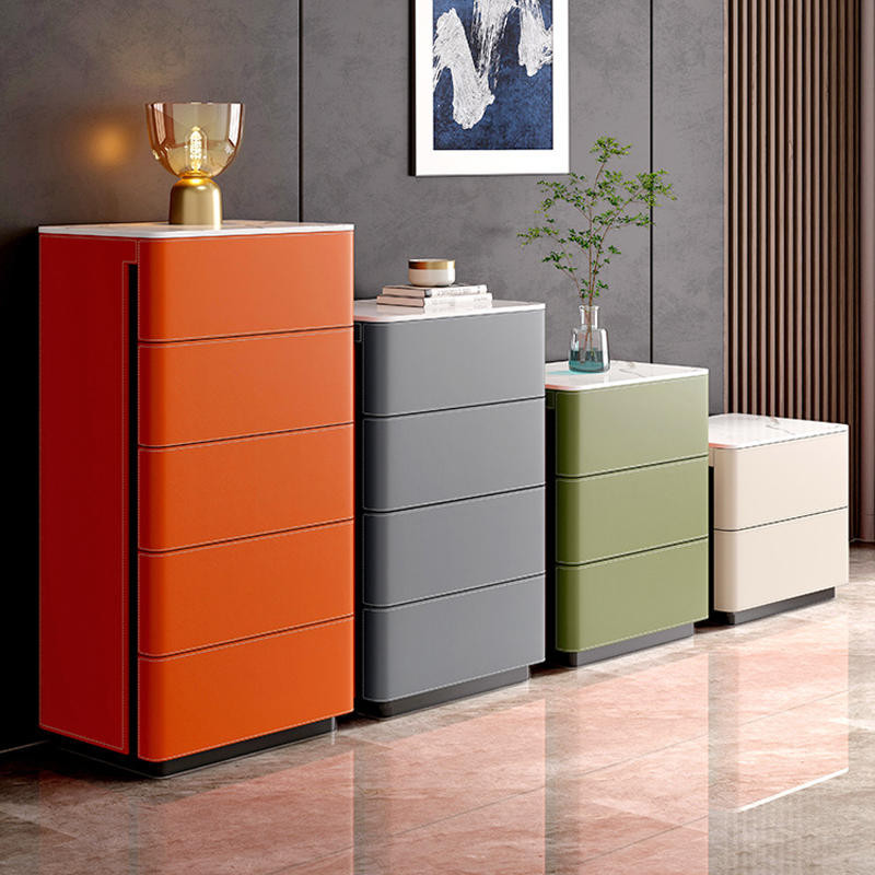 Italian style storage cabinet, saddle leather solid wood, storage ...