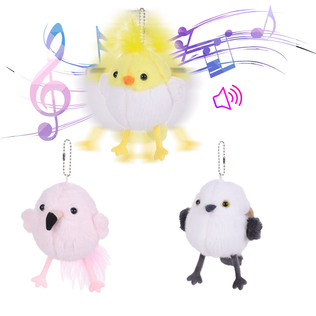 Plush Bird Toy with Sound Hanging Bird Plushie Bird Plush Toy Keychain ...