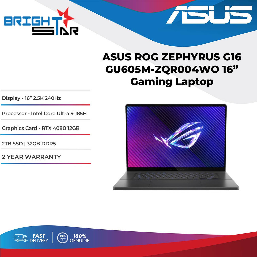 ASUS ROG ZEPHYRUS G16 16" GU605M-ZQR004WO Gaming Laptop (16" 2.5K/240Hz ...