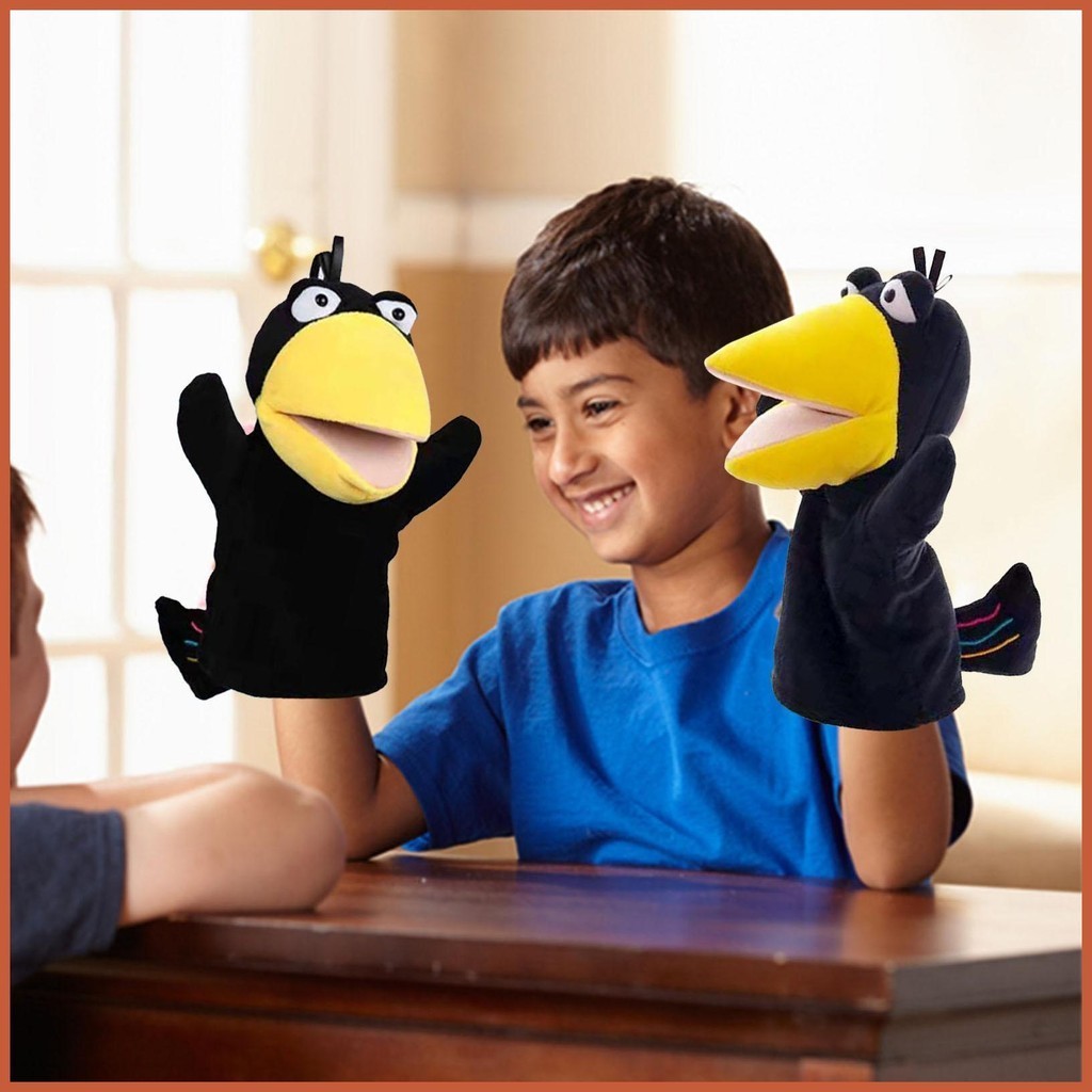 Hand Puppets for Kids Crow Action Puppet Crow Gloves Doll Game Plush ...