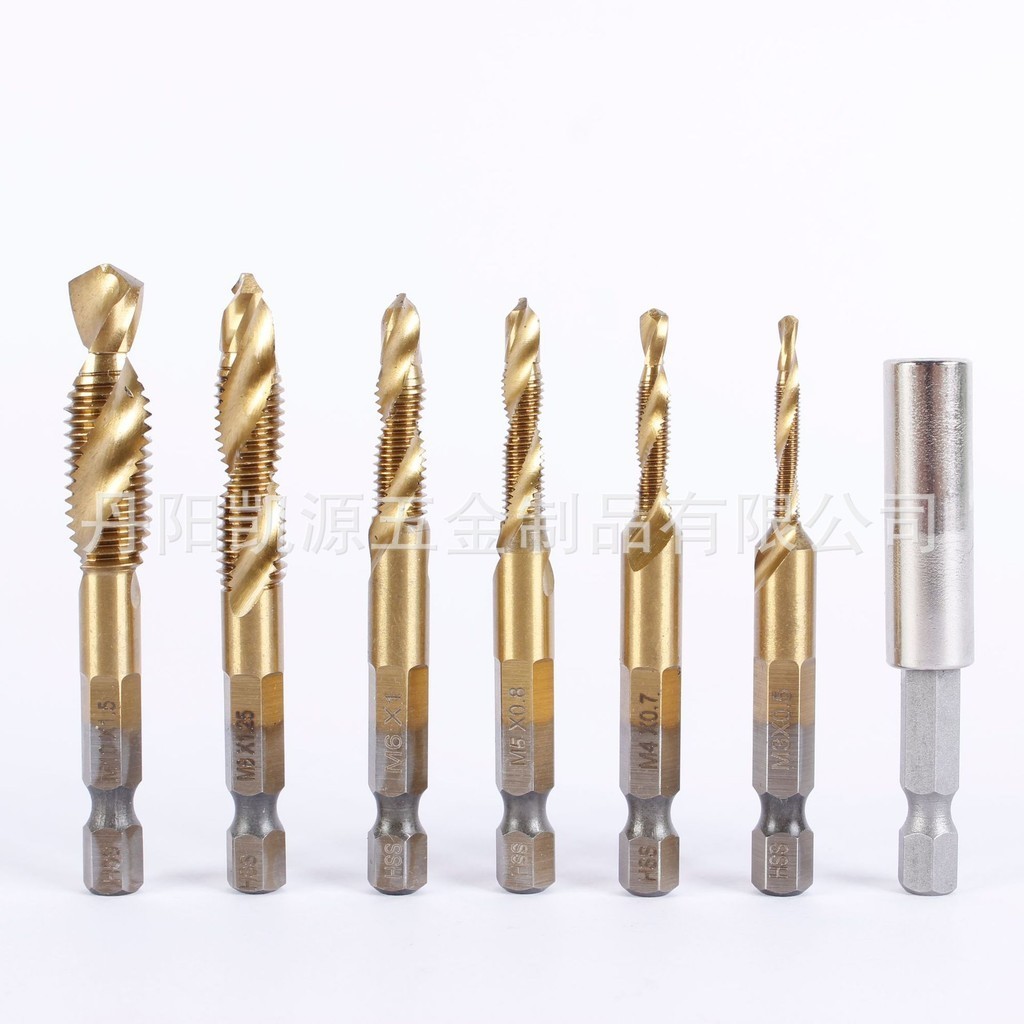 Machine Hexagon Shank Titanium-Plated Tap Drill Tapping Integrated ...