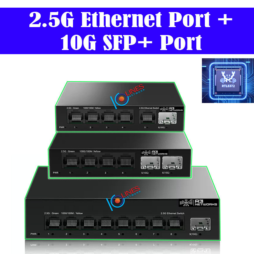 3R Networks 4/5/6/8/9 Ports 2.5G 10G SFP+ Port Ethernet Network Switch ...