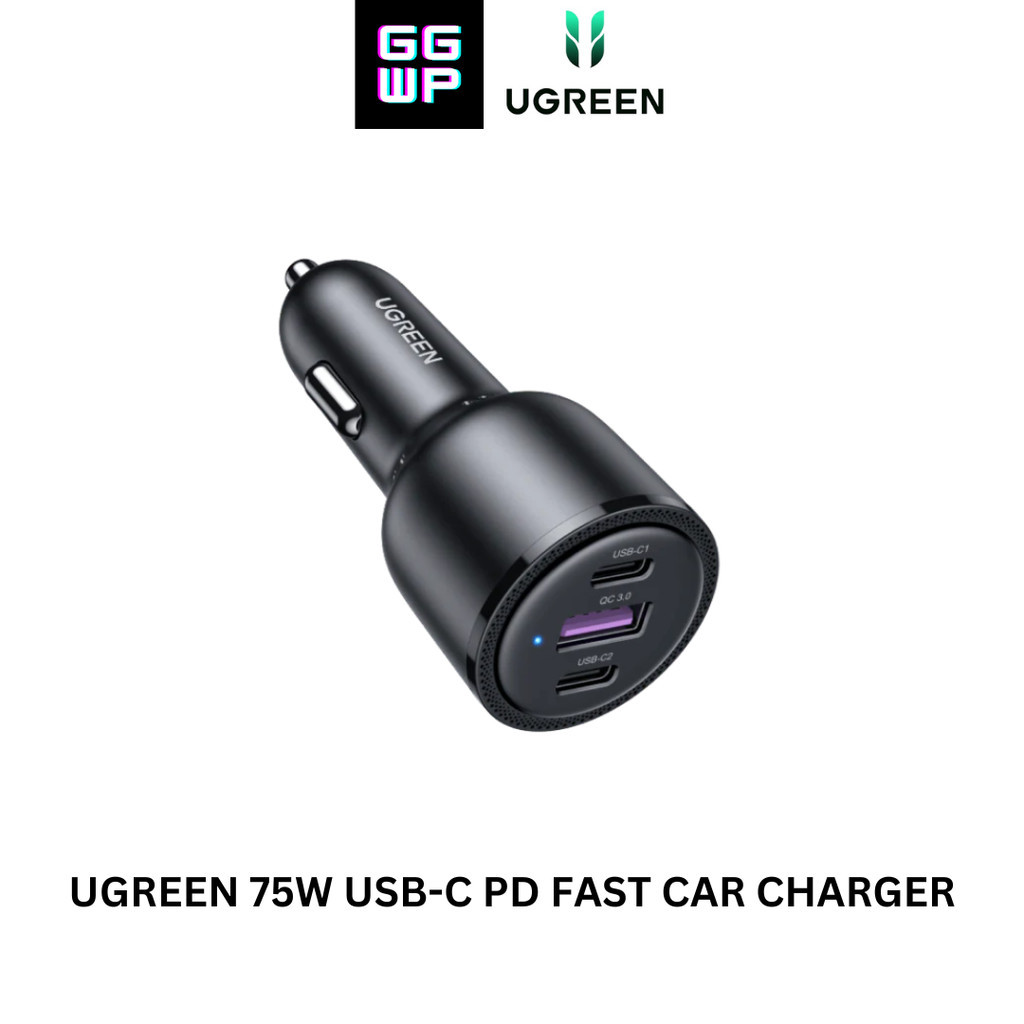 UGREEN 75W Dual USB-C PD Car Charger with 2x USB-C 1x USB-A Output | Shopee Malaysia