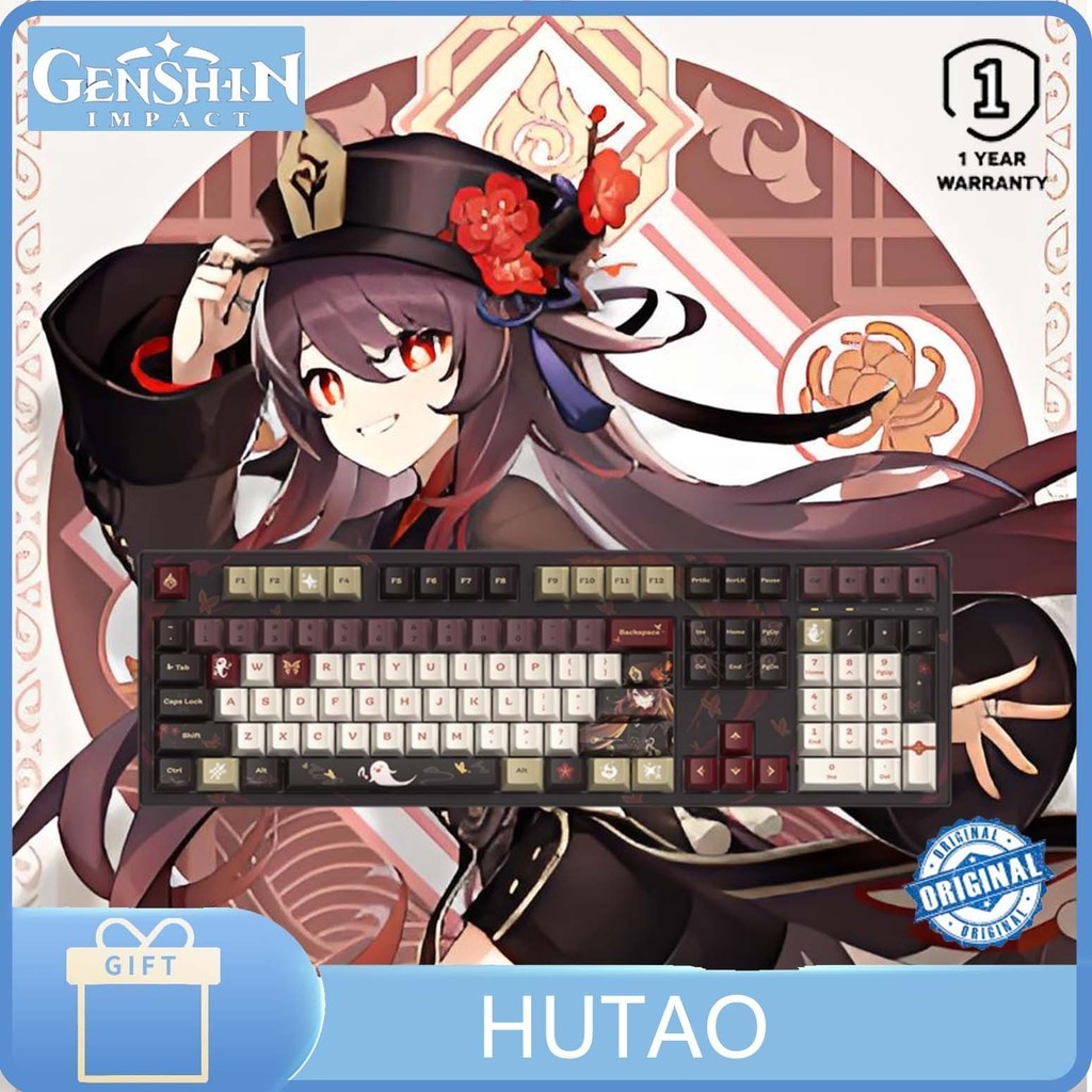 Genshin HU TAO snow plum fragrant wired mechanical keyboard Kaihua BOX ...