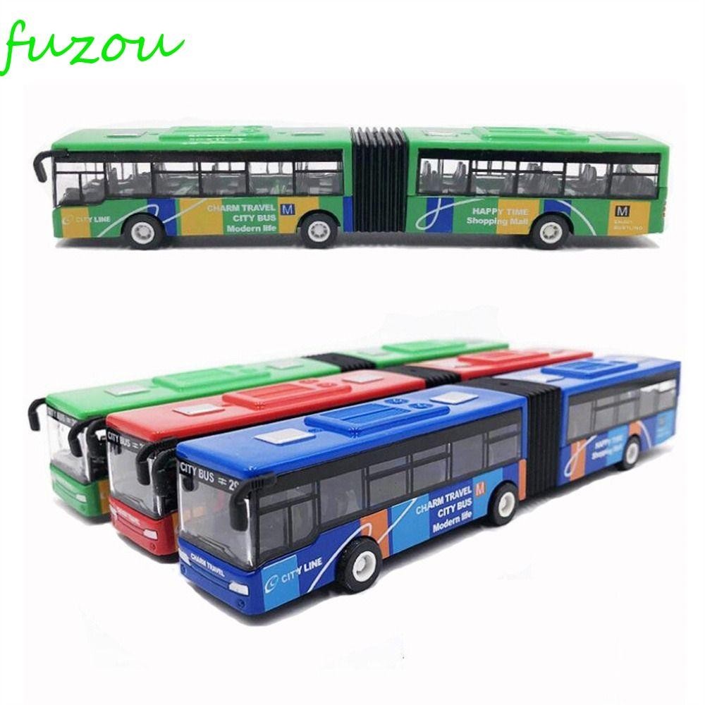 FUZOU Diecast Bus Toy Toddlers Child 4 Wheels Pull Back and Go ...