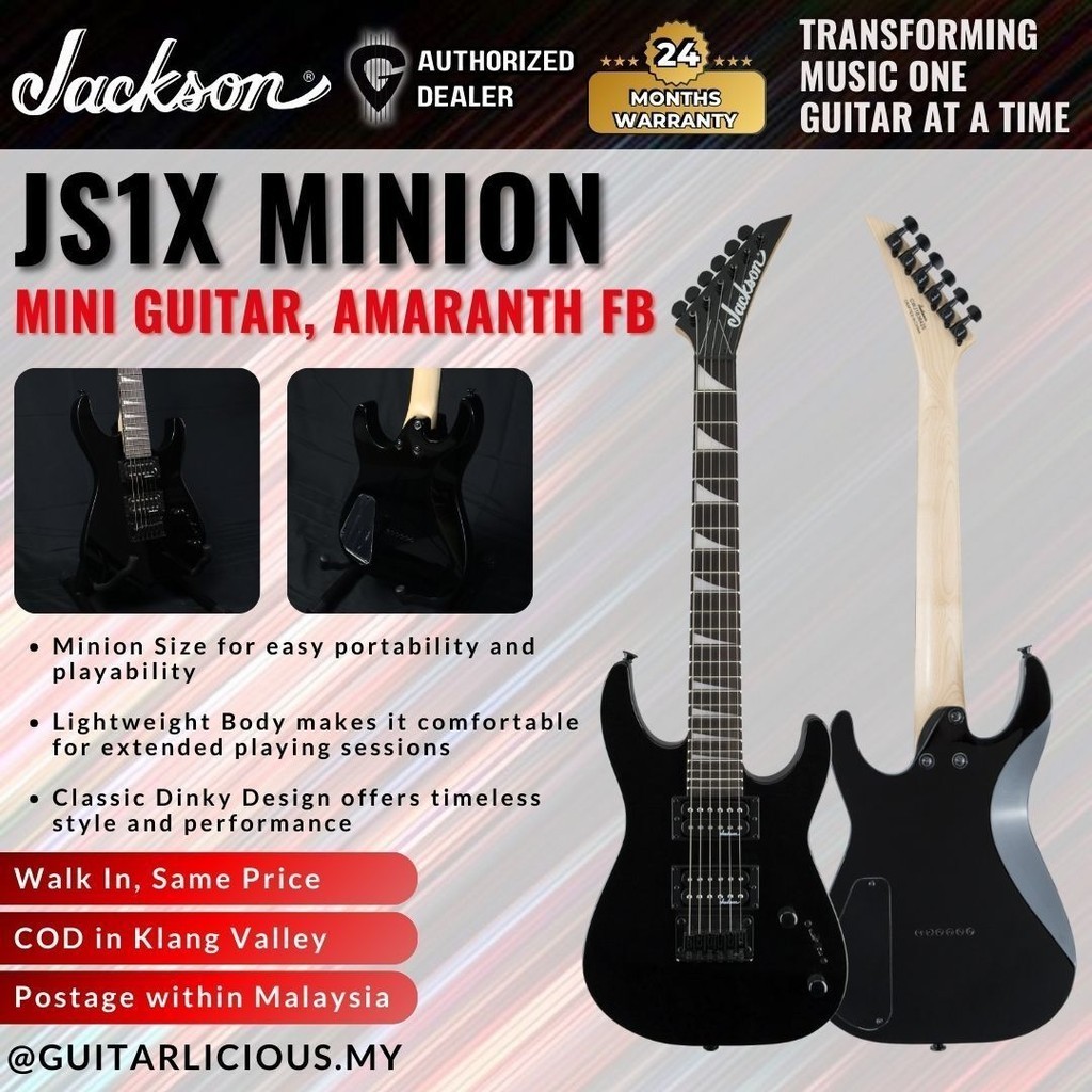 Jackson JS Series Dinky Minion JS1X Electric Guitar, Amaranth FB, Black ...