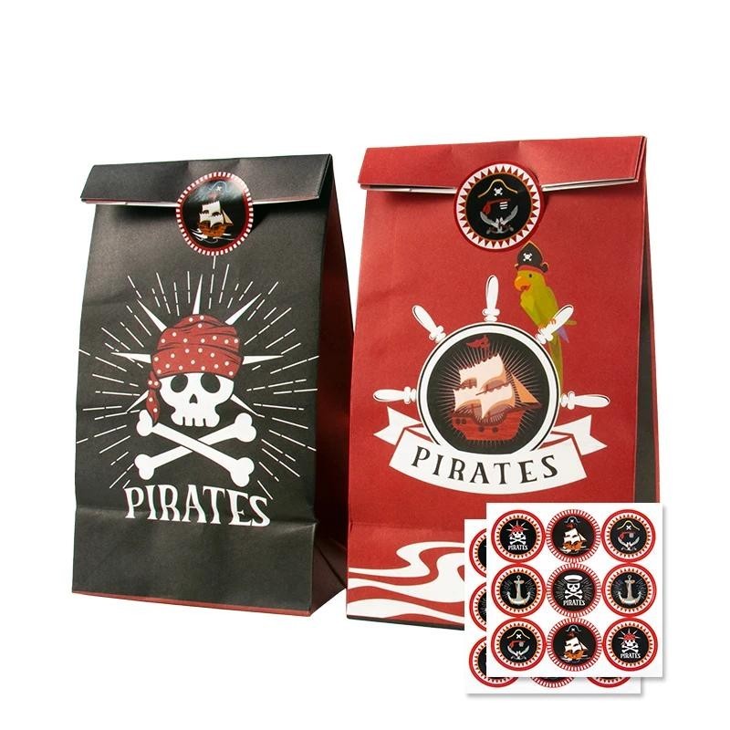 12pcs Pirate Theme Paper Gift Bags Treasure Hunt Candy Bag Kids ...