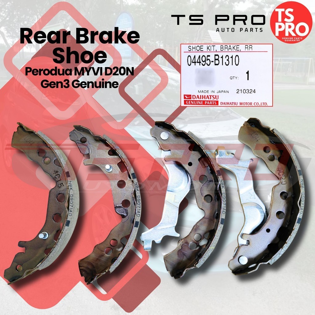 Perodua MYVI D20N Gen3 Genuine Rear Brake Shoe Brek Lining Belakang ...