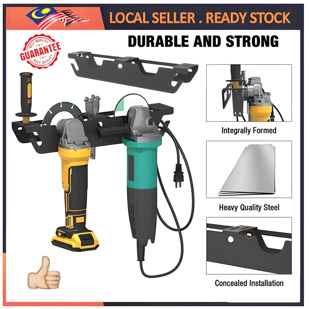 Angle Grinder Holder 2 Bay Multipurpose Storage Rope Rack Metal Wall ...