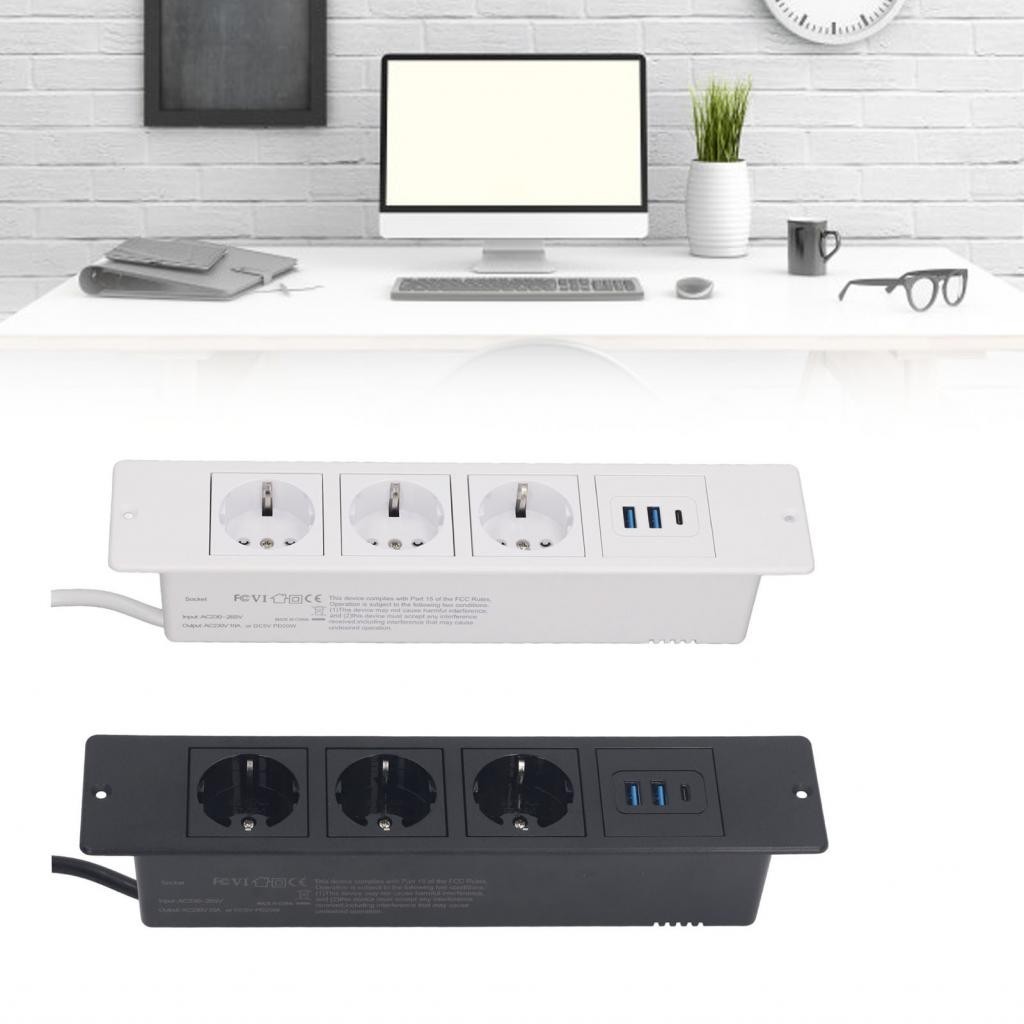 Rrianfo Table Socket Recessed Power Strip EU Standard 230-265V 3 ...