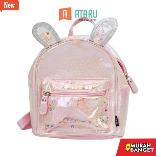 Shopee haul Ataru Bag Kids Backpack With Bunny Ears Glittery - Pink ...
