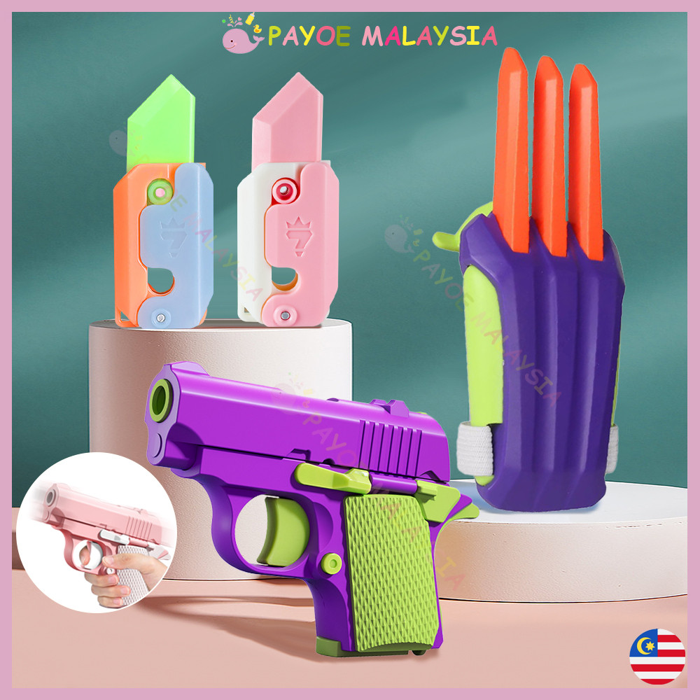 Payoe 3D Gravity Carrot Gun Toy Wolverine Claw For Kids Boy Mini Pistol ...