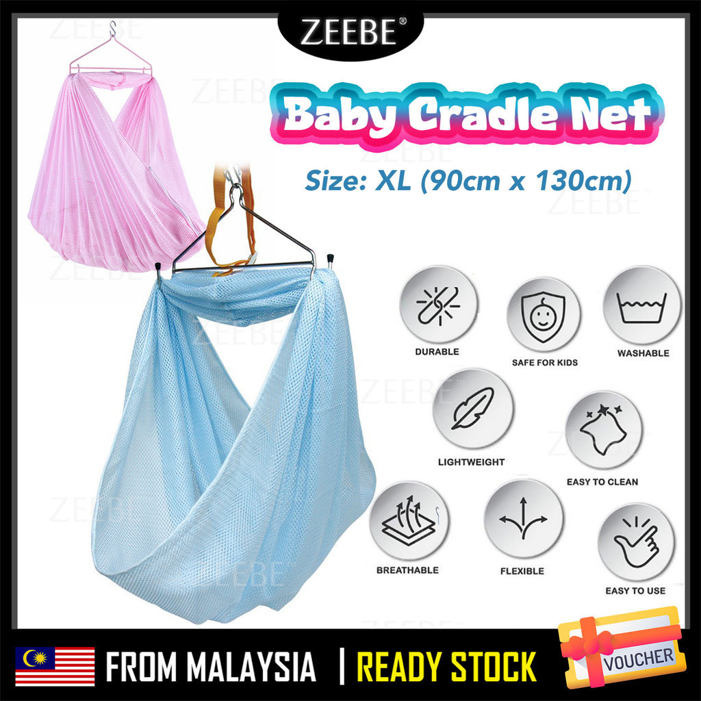 ZEEBE Baby Cradle Net With Head Cover XL Size 90cm x 130cm Kain Buaian ...