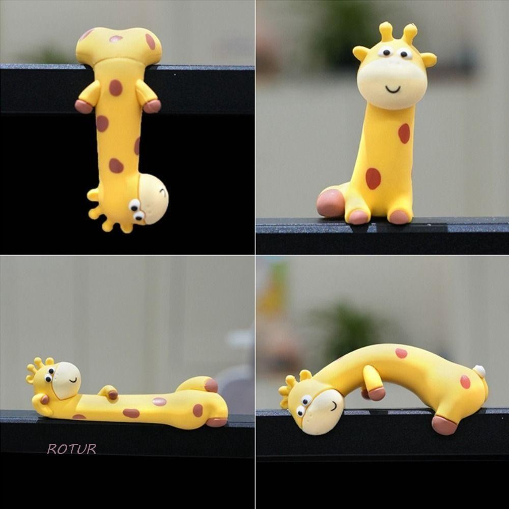ROTUR Computer Monitor Decor, Lying Animal 3D Desk Toy Giraffe Screen ...