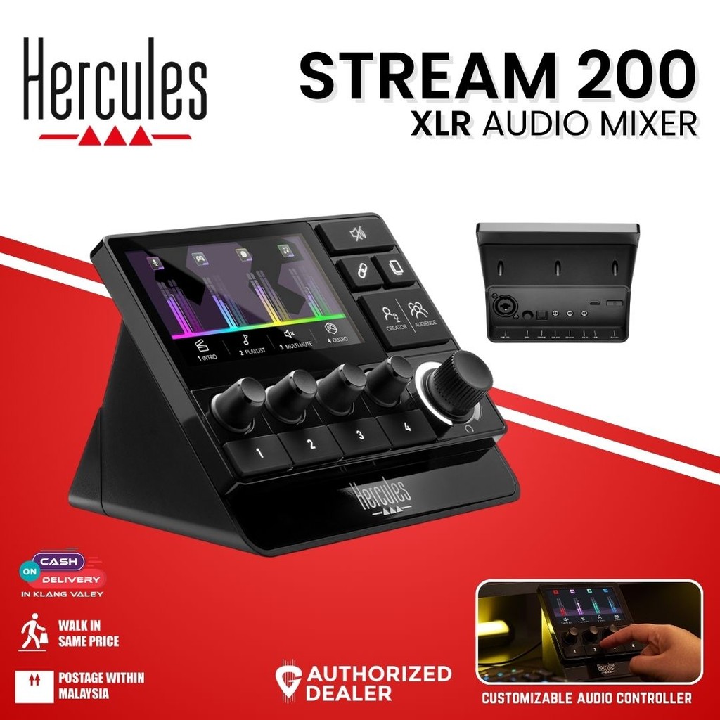 Hercules DJ Stream 200 XLR, Pro Audio Mixer for Advanced Content ...