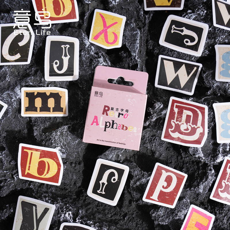 45pcs/box Alphabet Journal Scrapbooking Stickers, Fancy Design Patterns ...