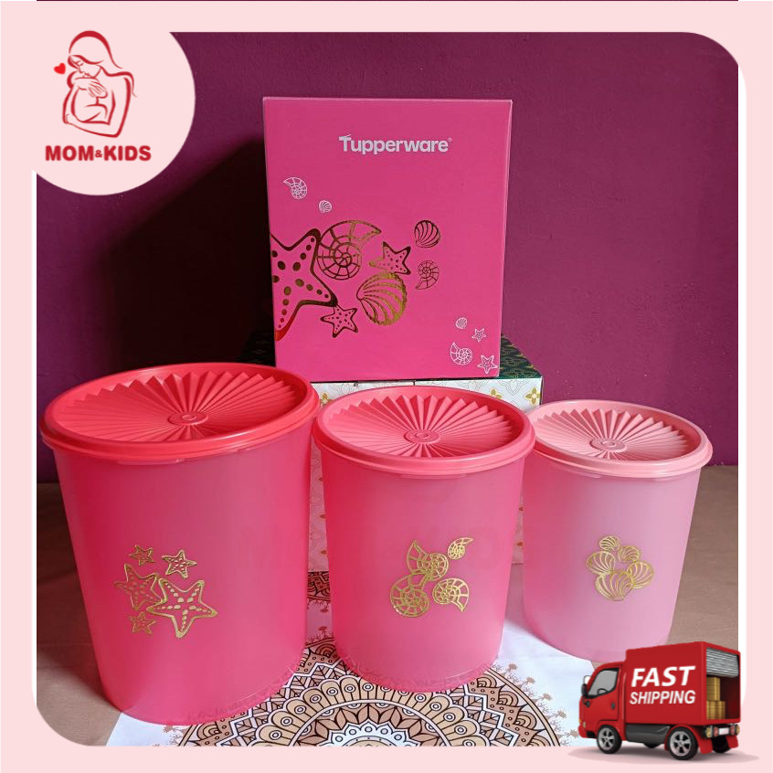 Tupperware Seashells Deco Canister Set with Gift Box Light Pink Peach 1 ...