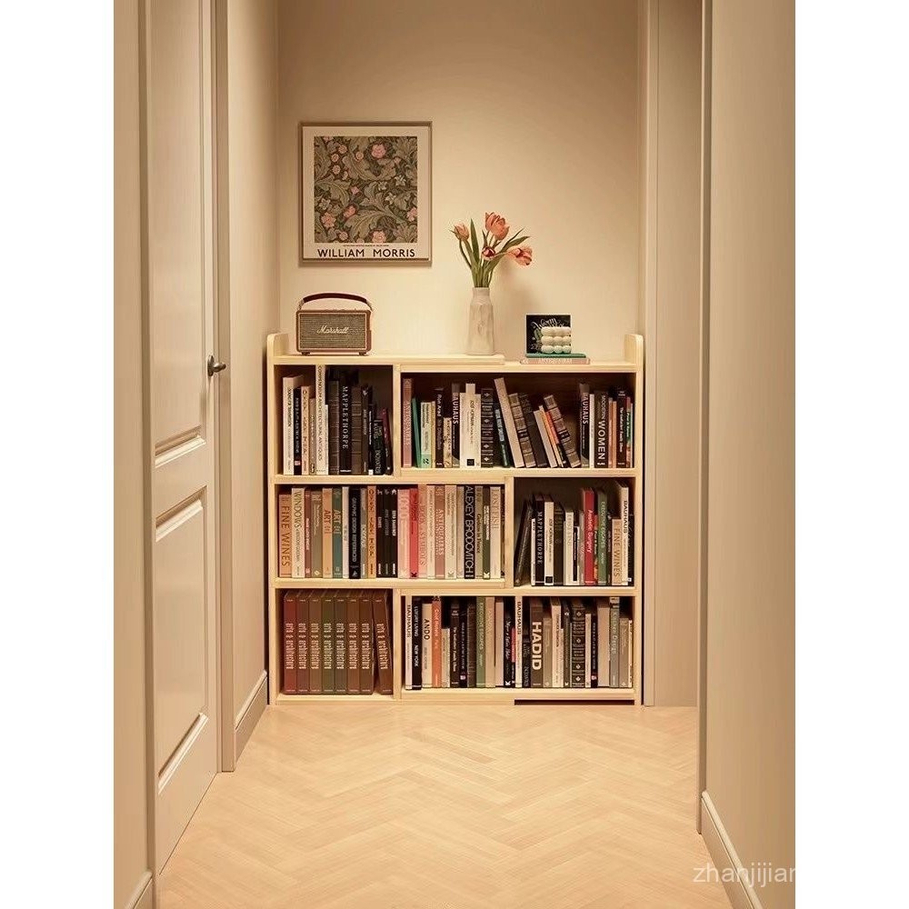 Solid Wood Paint-Free Retractable Bookshelf Shelf Floor-standing Multi ...
