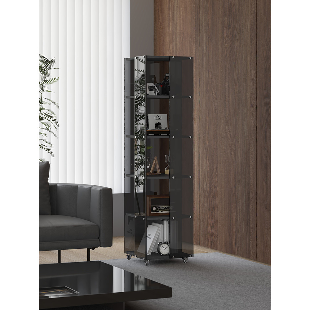 Rak akrilik telus hitam minimalis Itali, sudut ruang tamu, rak wain rak ...