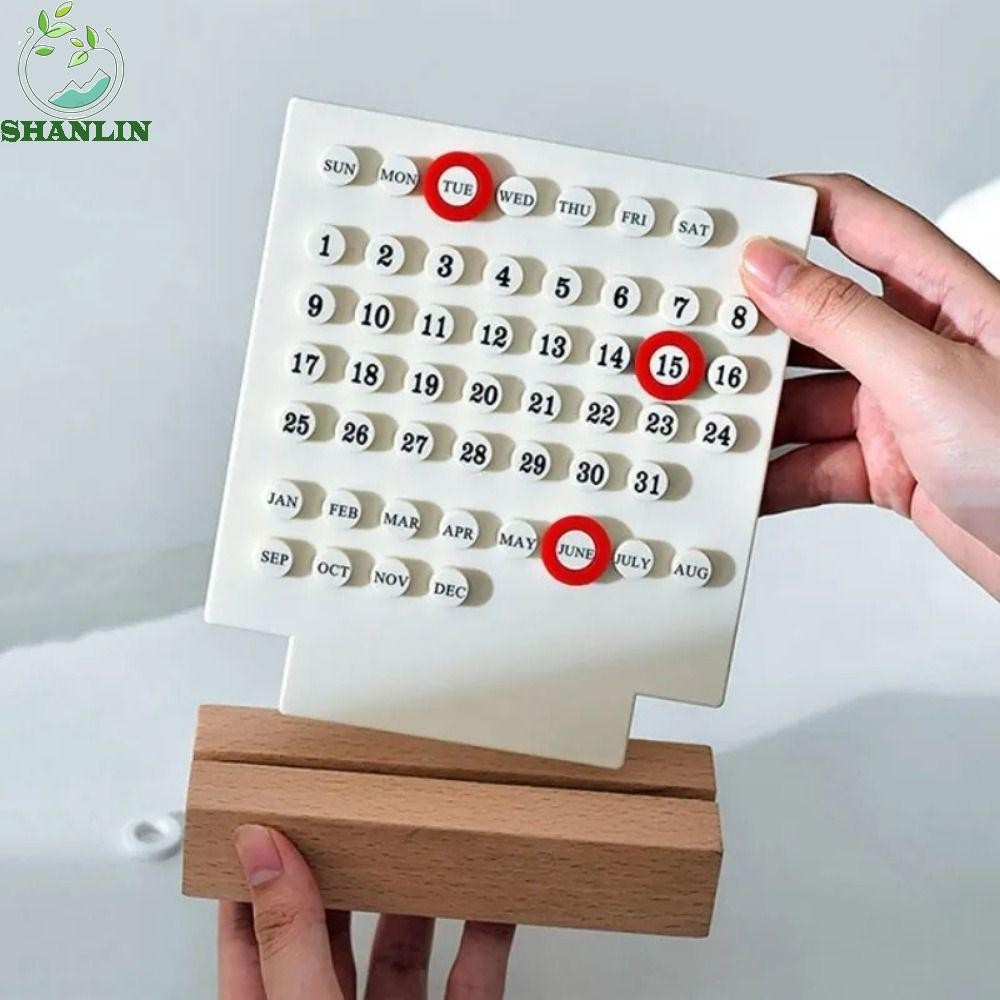 SHANLIN Acrylic DIY Calendar, Wooden Base Handmade Wooden Desk Calendar ...