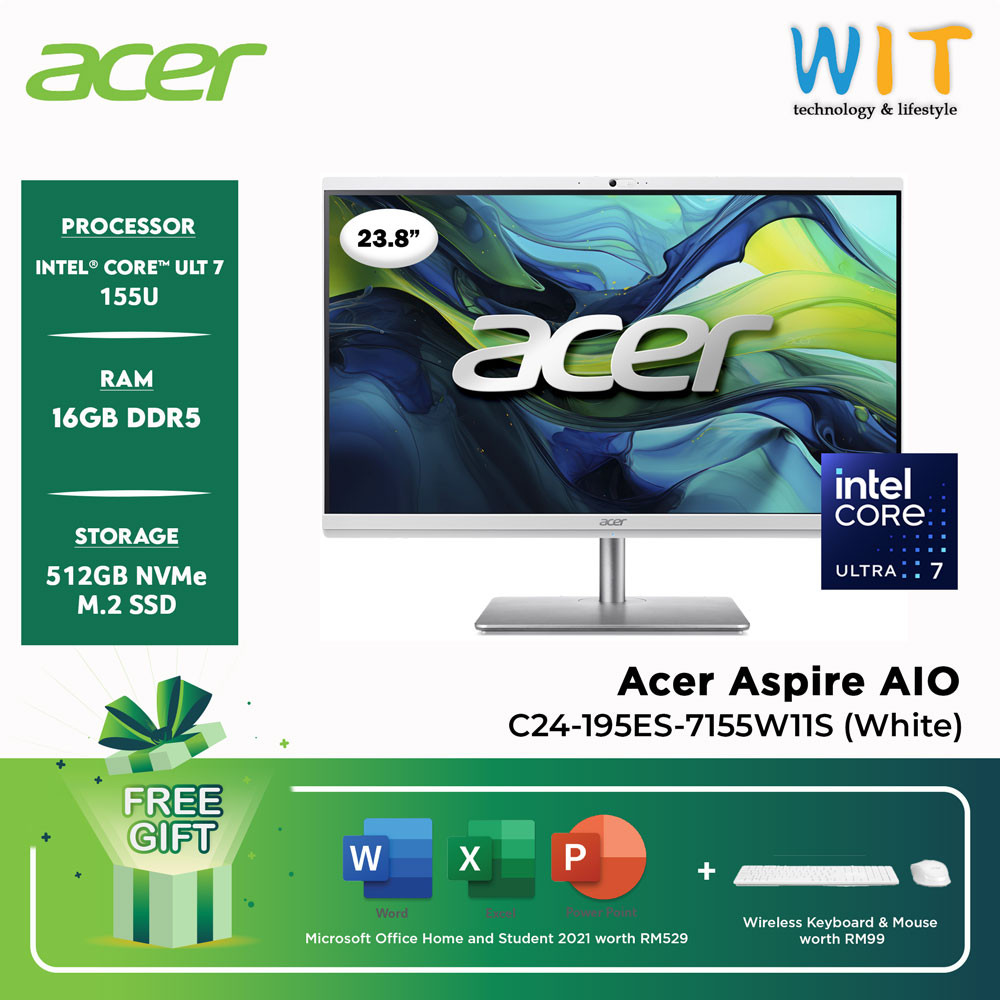 Acer Aspire AIO C24-195ES-7155W11S /5125W11S (Intel Ultra 7-155U/Ultra ...