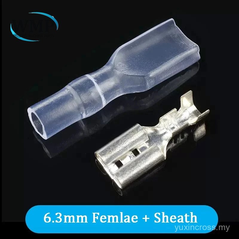 50Set Female Spade 6.3mm Crimp Terminal with Insulation Sleeves Welding Machine Connector ...
