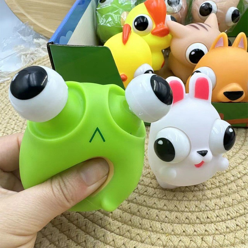 Soft Cute Cartoon Animals Squishy Toys Popping Out Eyes Squeeze Funny ...