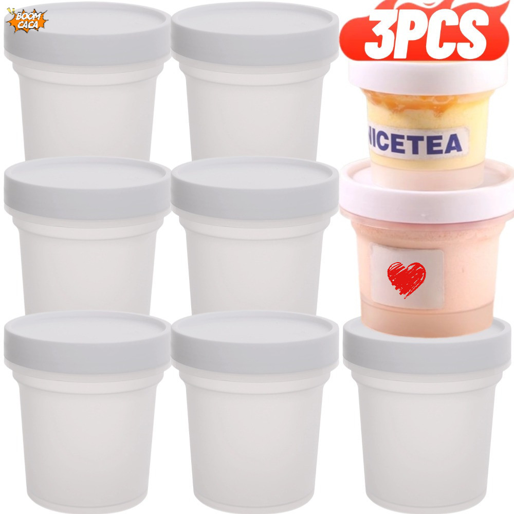 3Pcs Party DIY Food Container High-quality PP Ice Cream Cups with Lid ...