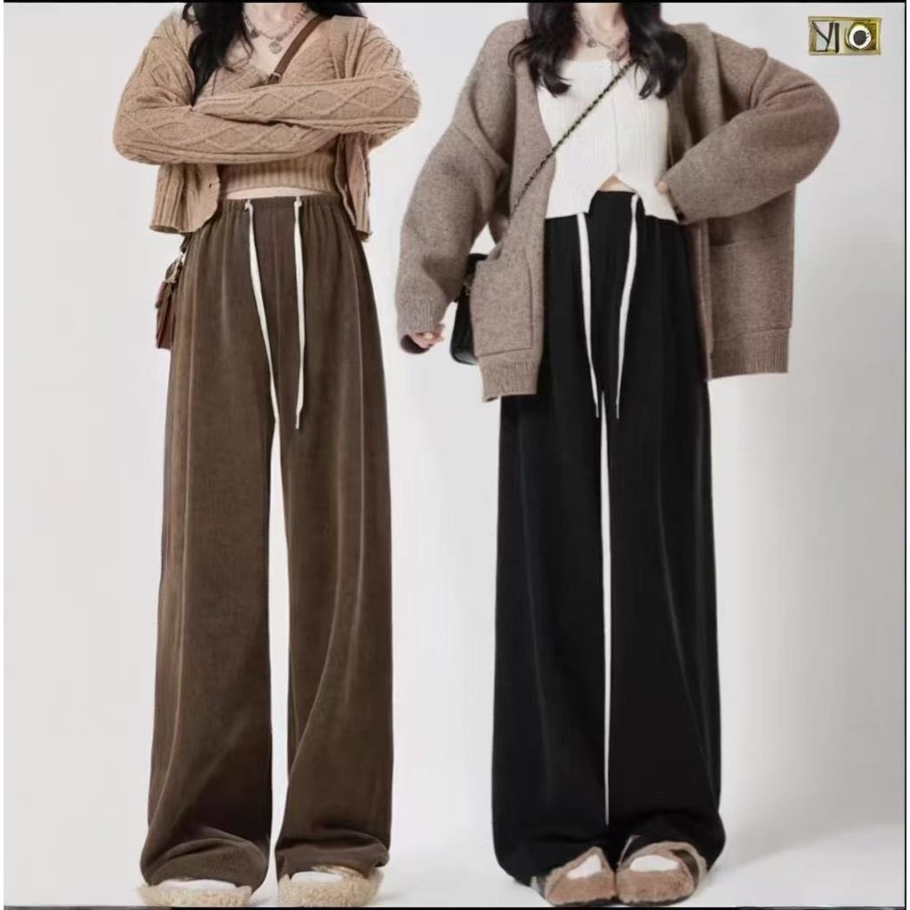 YAN@YAN Palazzo Pants Muslimah Soft Flowing Wide Leg Trousers Casual ...