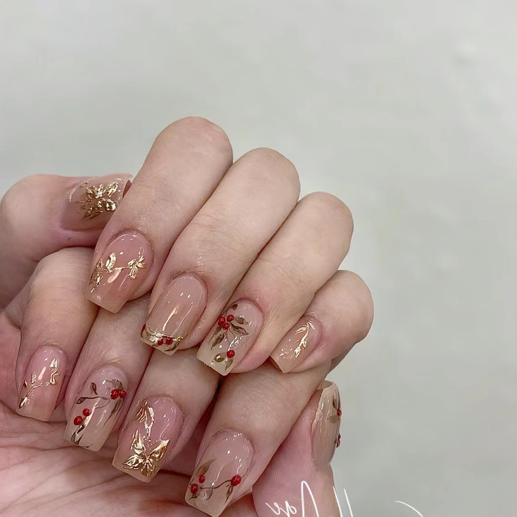 New Chinese Style Red Bean Chinese Style Watercolor Wearable Manicure ...