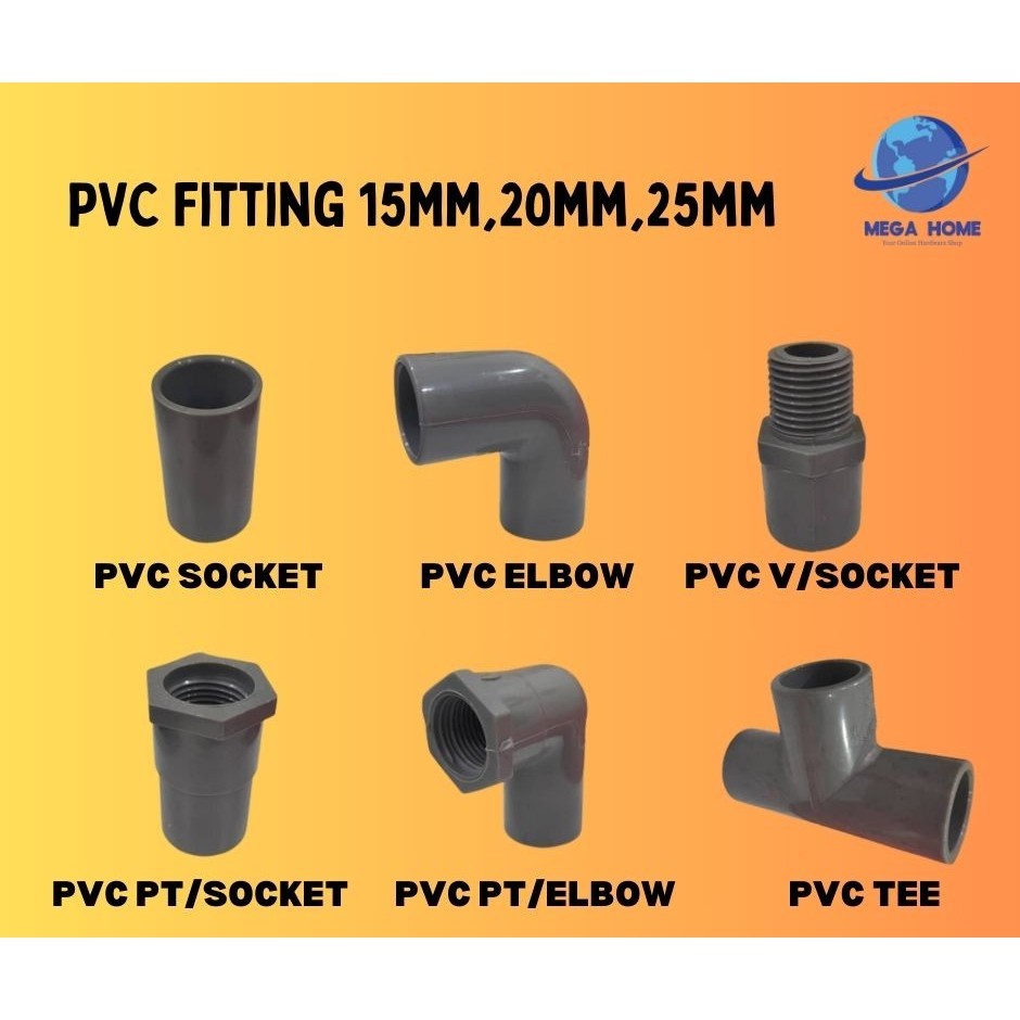(READY STOCK)PVC Pipe Fitting Paip PVC Connector Socket, Elbow, Tee, Valve Socket, PT Socket, PT ...