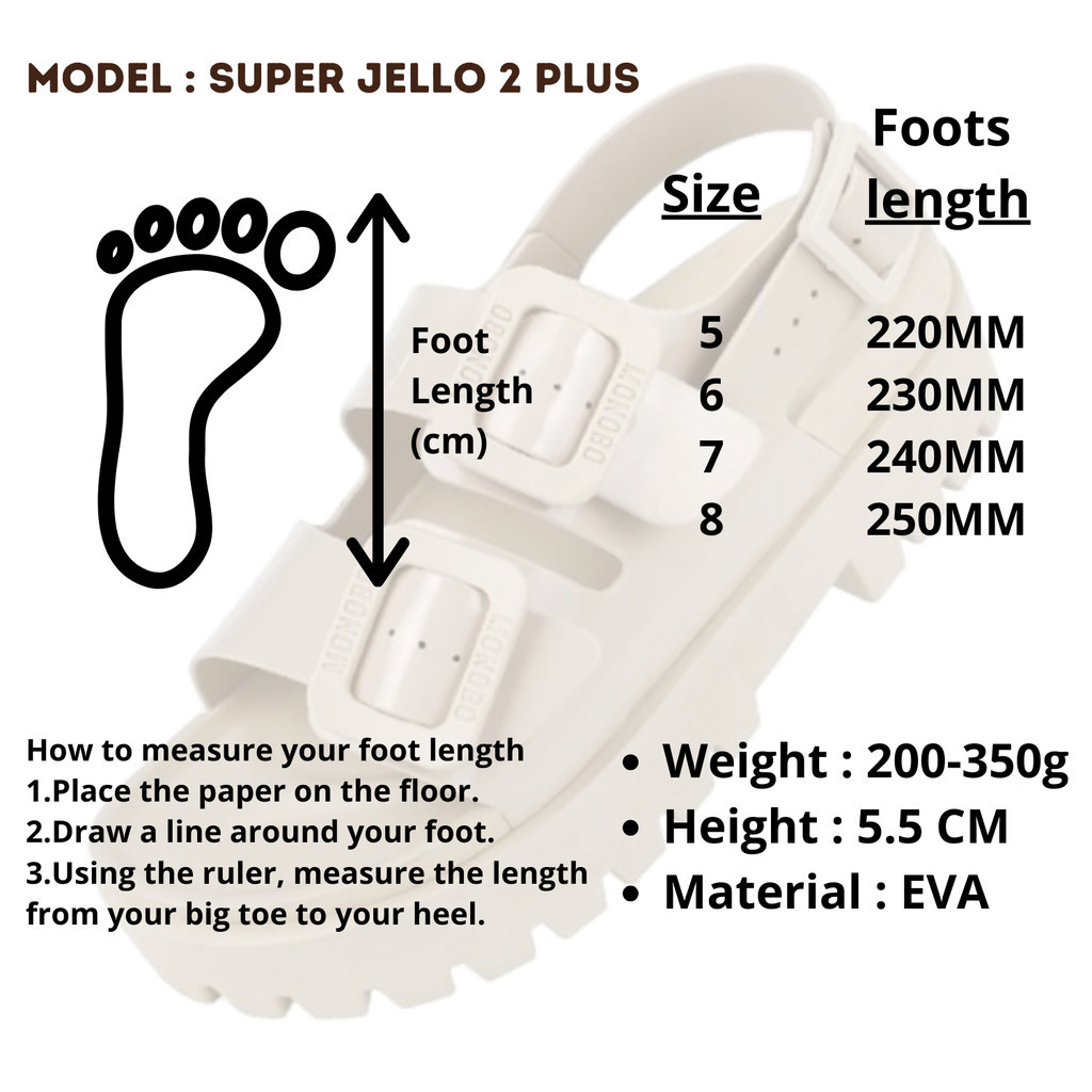 Monobo SUPER JELLO 2 PLUS Women Wedges Sandals Platform Wedges Kasut ...