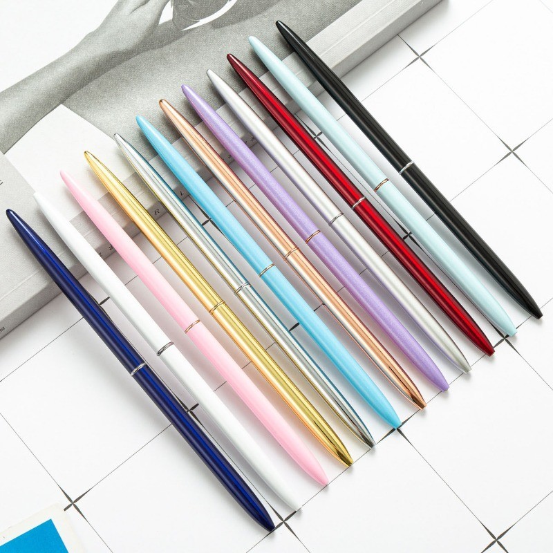 1Pc 1mm Black Ink Rotating Metal Ballpoint Pen Desktop Pen Advertising ...