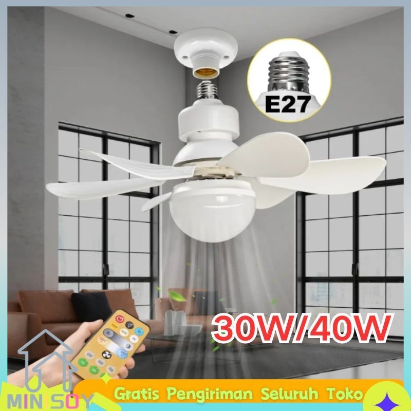 E27 Fan Light 36W/40W Ceiling Fan E27 LED Remote Fan Light 2 in 1 LED ...