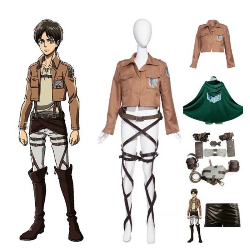 4PCS Set Attack on Titan Cosplay Costume Shingeki no Kyojin Mikasa ...