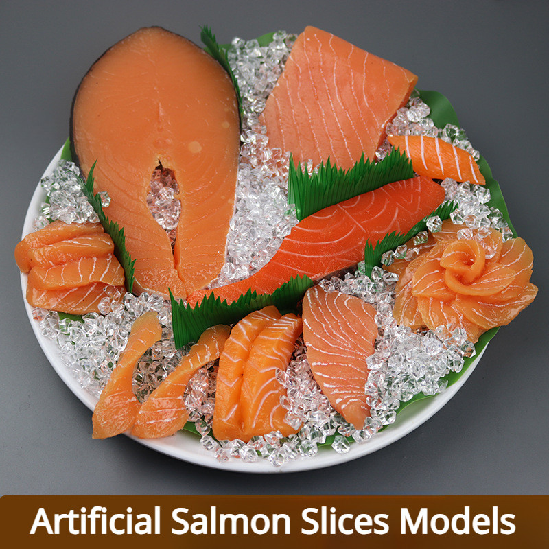 Artificial Salmon Slices Models Simulated Salmons Fake Fish Food Model ...