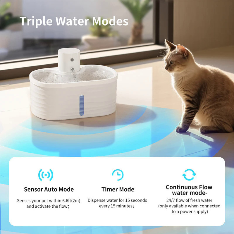 2.5L 5V USB Wireless Recharging Sensor Cat Water Fountain Auto Drinking ...