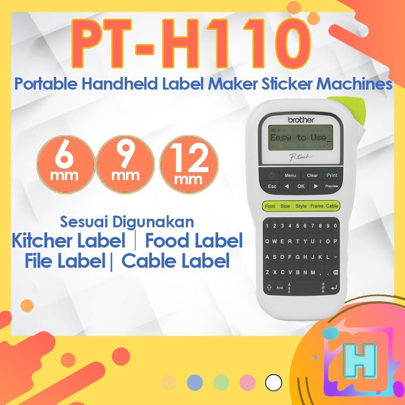 Brother P-Touch PT-H110 Portable Handheld Label Maker Sticker Machines ...