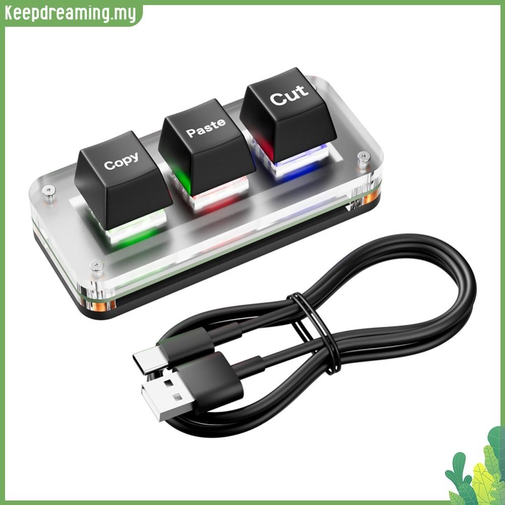 Keepdreaming Rgb Mini Cut Copy Paste Keyboard 3 Key Ctrl X C V Shortcut One Handed Keyboard Usb