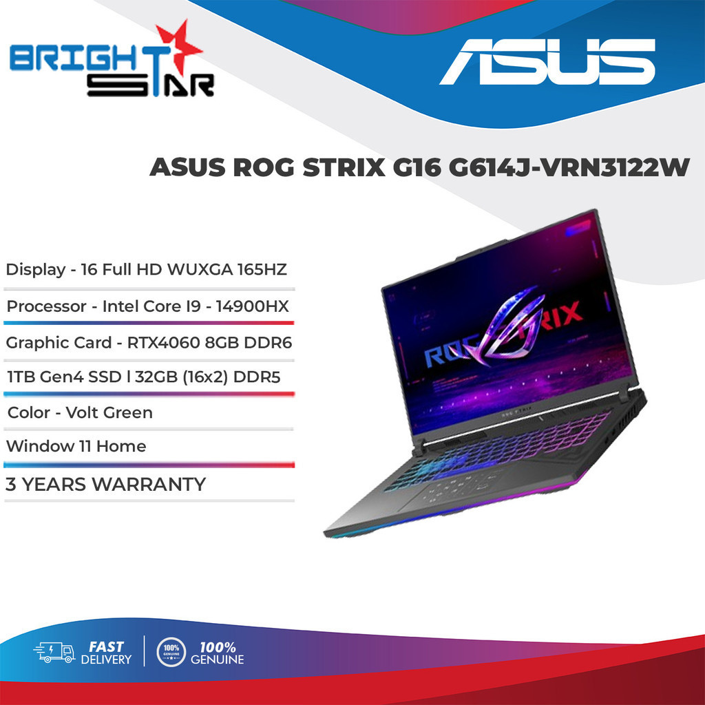 ASUS ROG STRIX G16 G614J-VRN3122W (I9-14900HX/32GB DDR5/1TB NVME ...